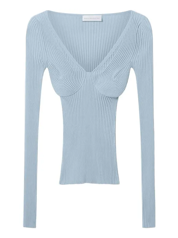 Stella McCartney Textured V-neck Knit Top - Blue