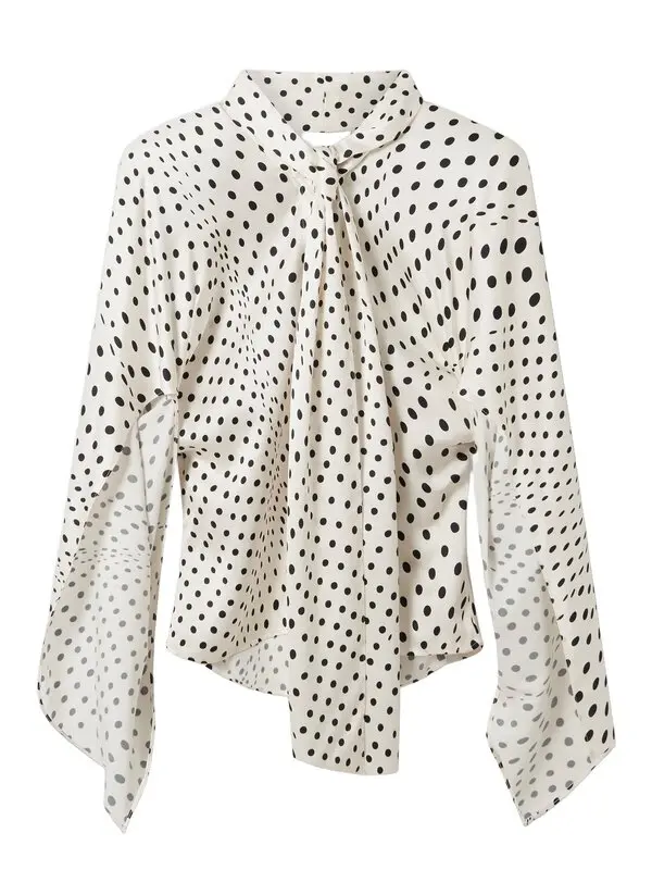 Stella McCartney Tie-neck Polka Dot Viscose Shirt - White/black