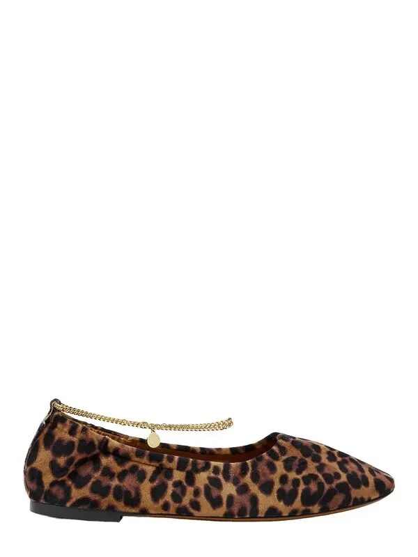 Stella McCartney Velvet Chain Detail Ballerina Flats - Leopard