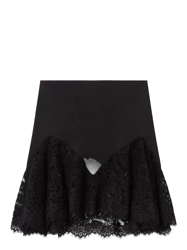 Stella McCartney Lace-trimmed Satin Skirt - Black