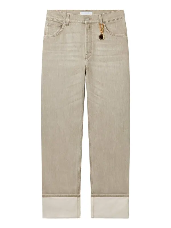 Stella McCartney Straight Turn-up Jeans In Organic Cotton - Ecru