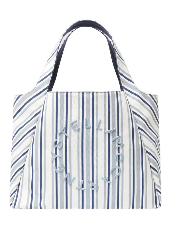 Stella McCartney Logo Striped Tote Bag - Blue/white