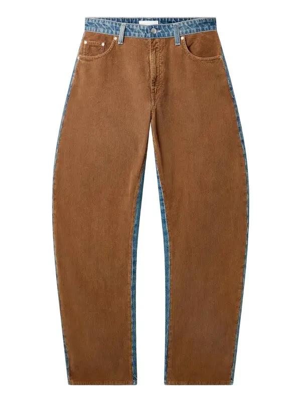 Stella McCartney Paneled Corduroy And Denim Jeans - Blue/brown