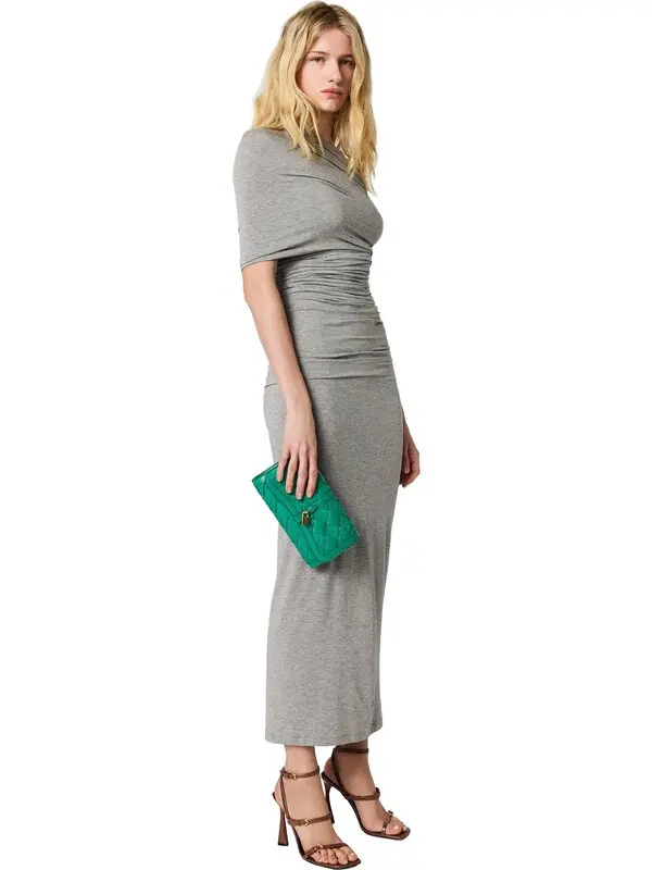 Stella McCartney One Shoulder Twisted Maxi Dress - Grey Melange