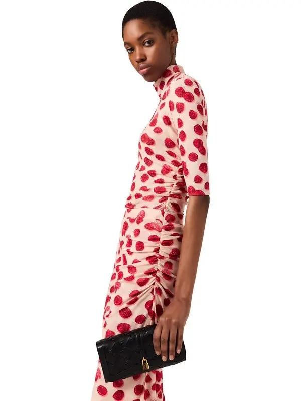 Stella McCartney Raspberry Print High Neck Mesh Top - Red/pink