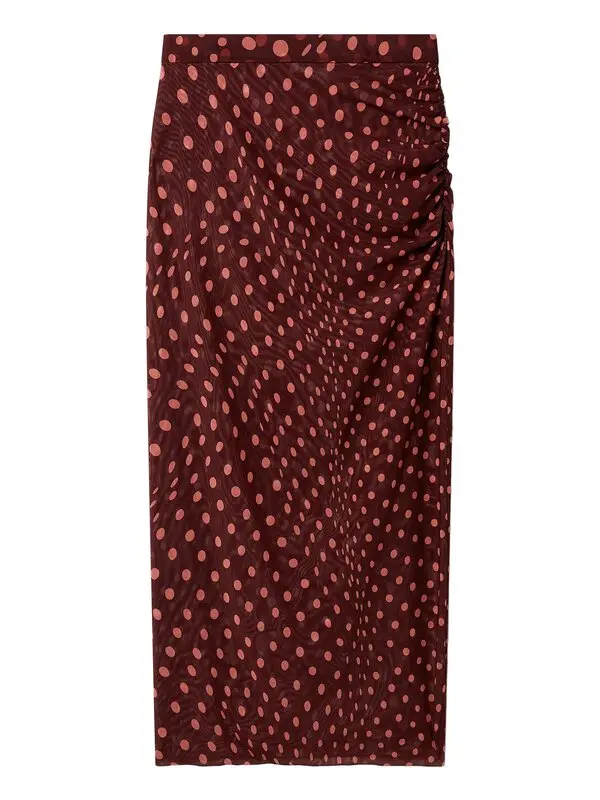Stella McCartney Polka Dot Mesh Full Length Skirt - Red/pink