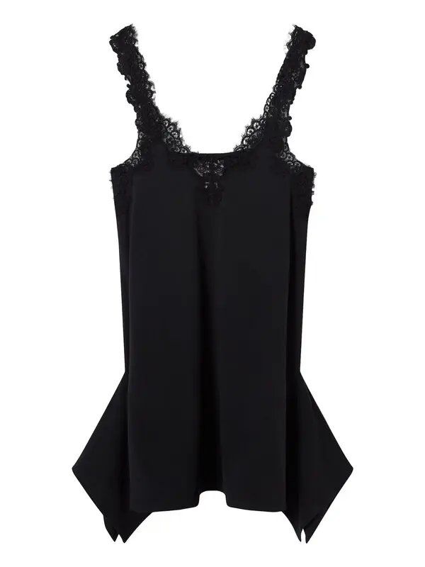 Stella McCartney Lace Trim Organic Cotton Jersey Dress - Washed Black