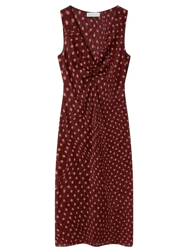 Stella McCartney Polka Dot Mesh V-neck Midi Dress - 6107