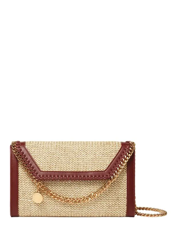 Stella McCartney Falabella Raffia Wallet Crossbody Bag - Beige