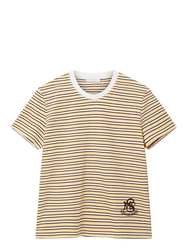 Stella McCartney Crest-embroidered Striped Organic Cotton T-shirt - 8485