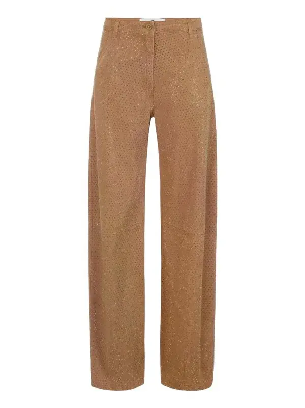 Elisabetta Franchi Rhinestone Embellished Balloon Denim Jeans - Brown