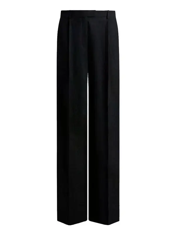 12 STOREEZ Pleated Wide-leg Trousers - Black