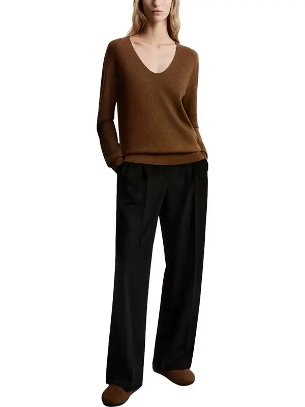 12 STOREEZ V-neck Long Sleeve Sweater - Brown