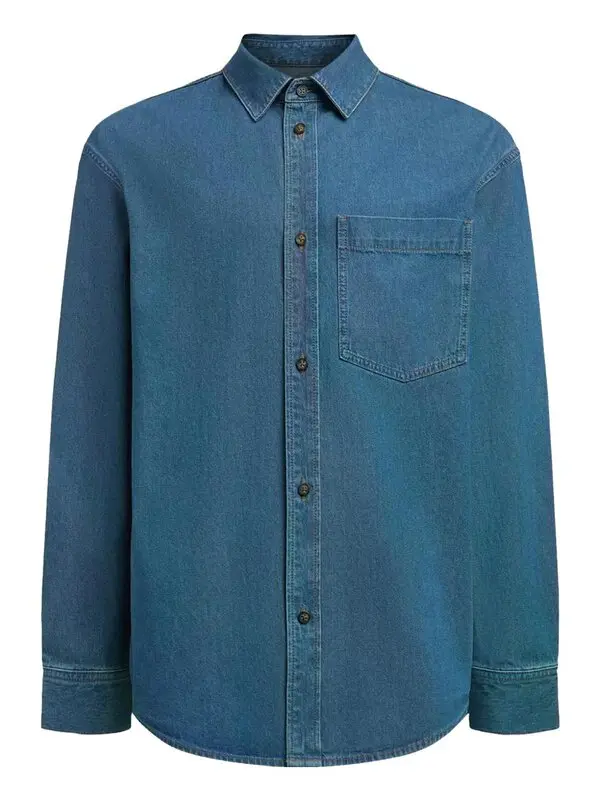 12 STOREEZ Pocket Denim Shirt - Blue