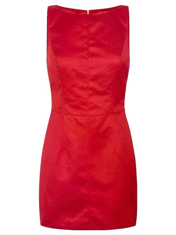 Elisabetta Franchi Taffeta Mini Dress With Fish Scale Pattern - Red