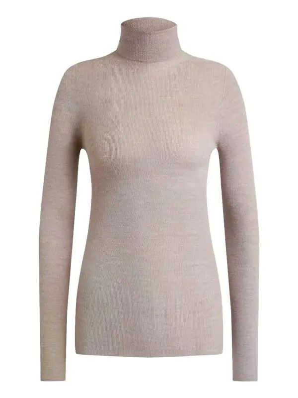 12 STOREEZ Ribbed Merino-wool High Neck Sweater - Neutrals