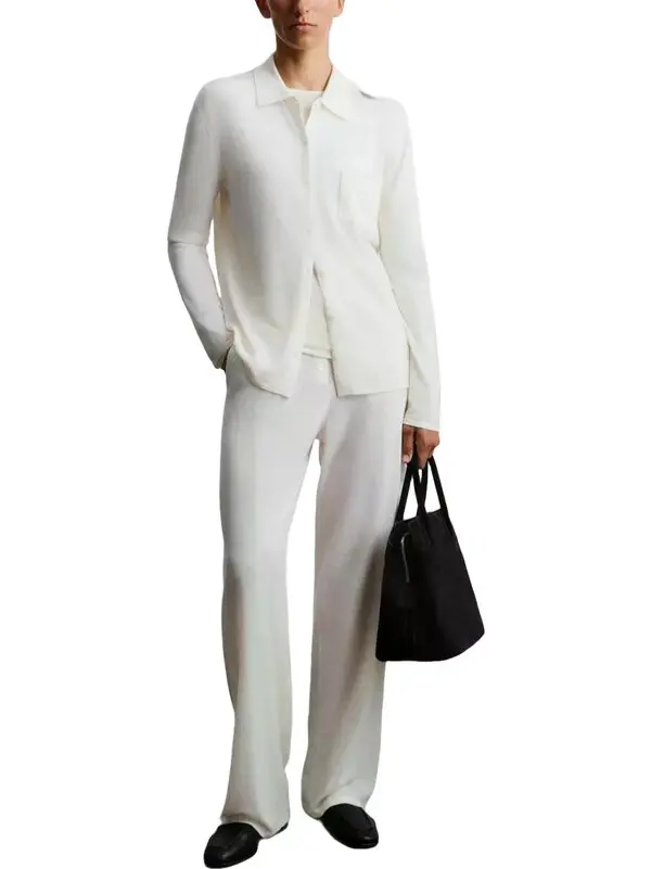 12 STOREEZ Merino-cashmere Patch-pocket Shirt - White