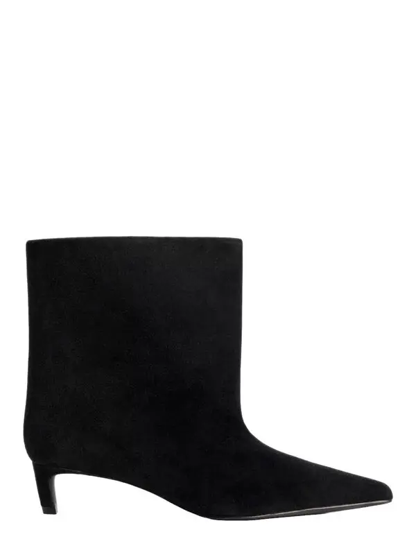 12 STOREEZ Suede Kitten-heel Ankle Boots - Black