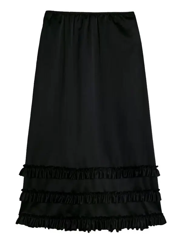 Simone Rocha Tiered Ruffle Midi Skirt - Black