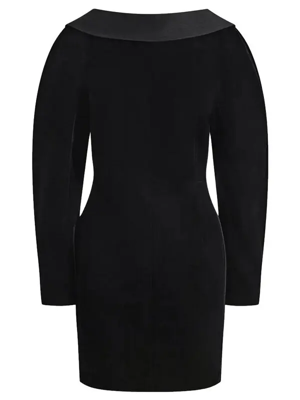 12 STOREEZ Adagio Velvet Mini Dress - Black