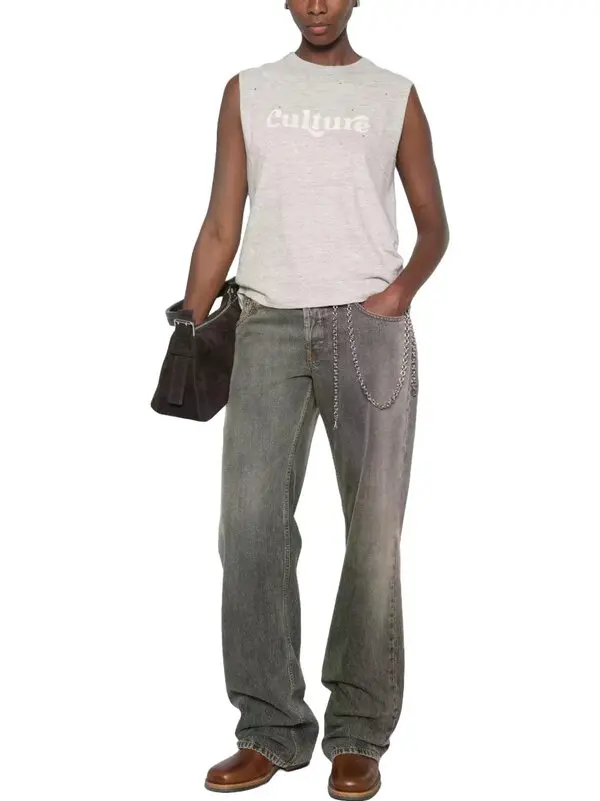 GOLDEN GOOSE Roberta Distressed Slogan-print T-shirt - Grey