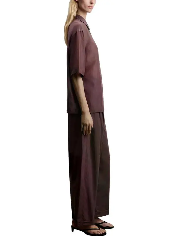 12 STOREEZ Short-sleeve Semi-sheer Shirt - Brown