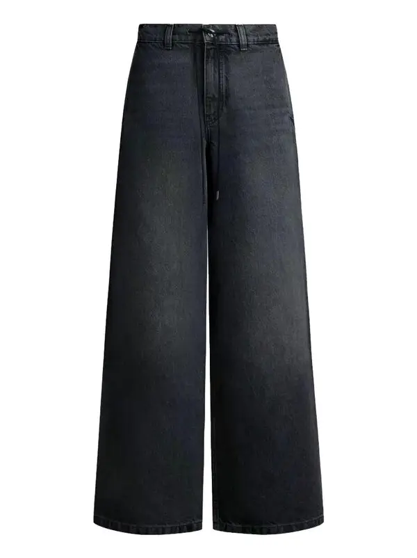 12 STOREEZ Belt-loops Wide-leg Jeans - Grey