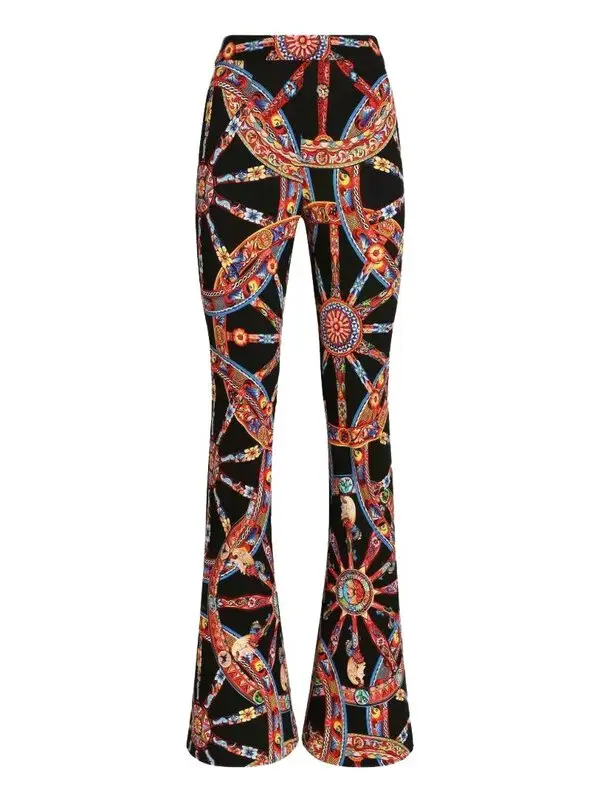 Dolce & Gabbana Carretto Print Viscose Jersey Flared Leggings - Black