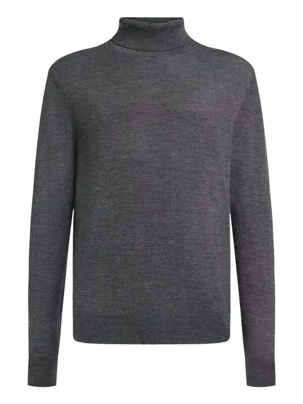 12 STOREEZ Merino Wool Roll Neck Sweater - Grey