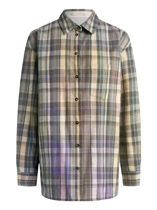 12 STOREEZ Marilyn Check-pattern Cotton Shirt - Neutrals