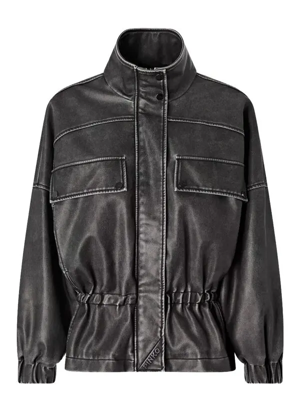 Pinko Faded Effect High Neck Jacket - Grey