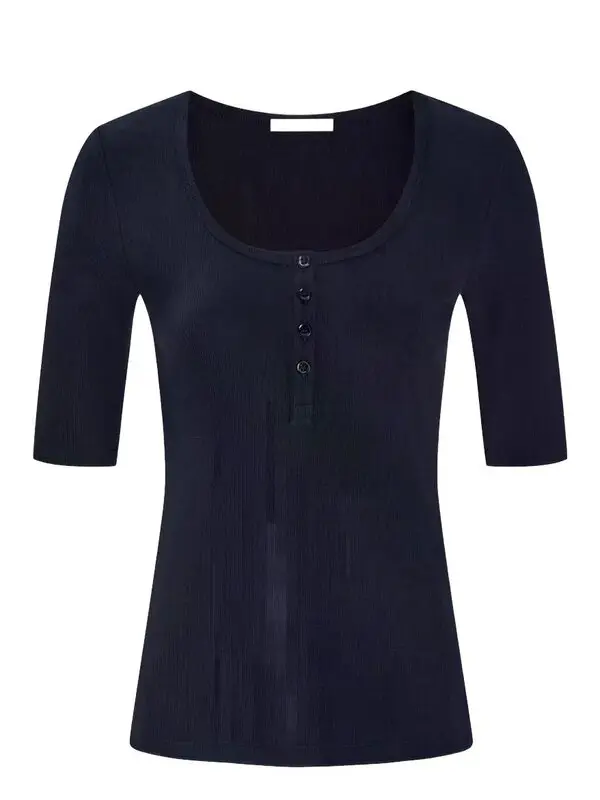 12 STOREEZ Gwen Ribbed-knit Top - Blue