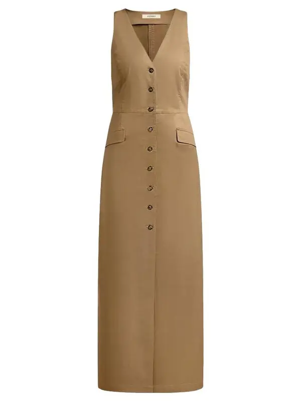 12 STOREEZ Sleeveless Button-up Maxi Dress - Neutrals