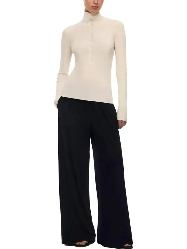 12 STOREEZ Ribbed Knit High Neck Sweater - White