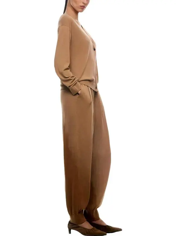 12 STOREEZ Pleated Knit Trousers - Brown