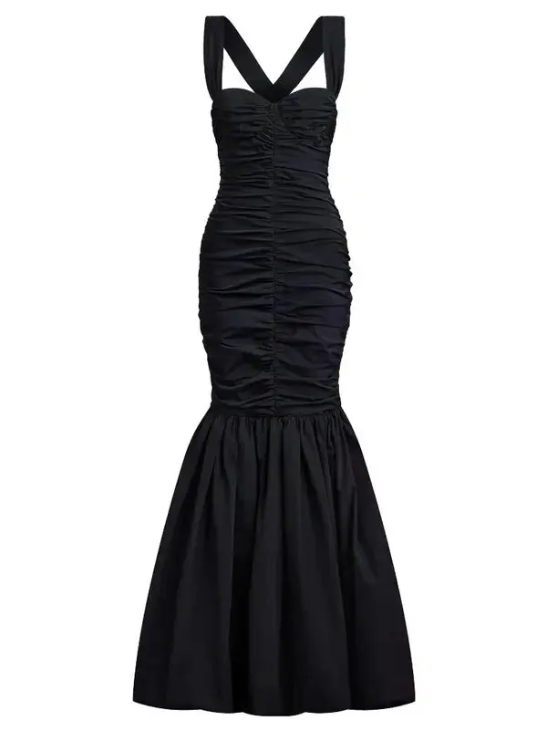 12 STOREEZ Pavlova Ruched Taffeta Dress - Black