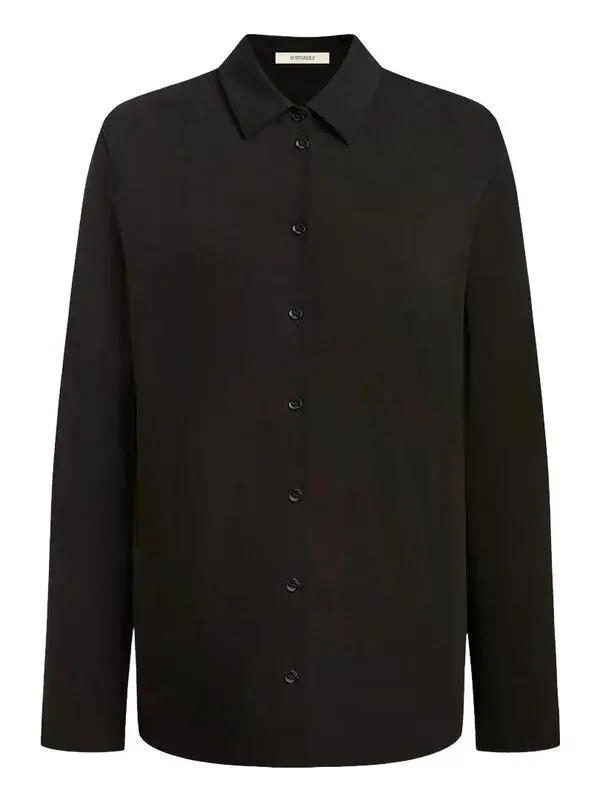 12 STOREEZ Jersey Long Sleeve Shirt - Black