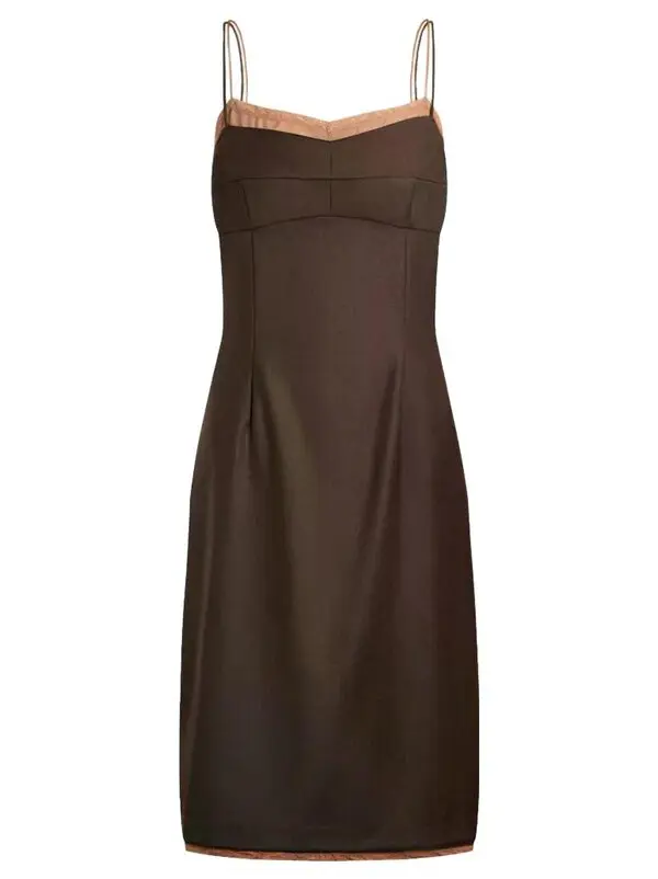 12 STOREEZ Lace-trim Mini Dress - Brown