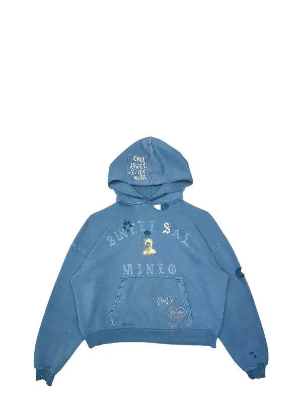 PALY Distressed Graphic Hoodie - Blue