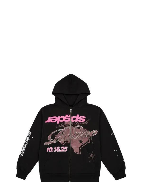 SP5DER Rodeo Texas Zip Hoodie - Black