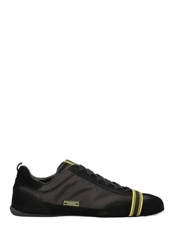 Fendi Suede And Fabric Low Top Sneakers - Black