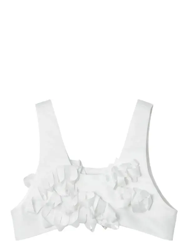 ENFOLD Ruffled Cropped Top - White