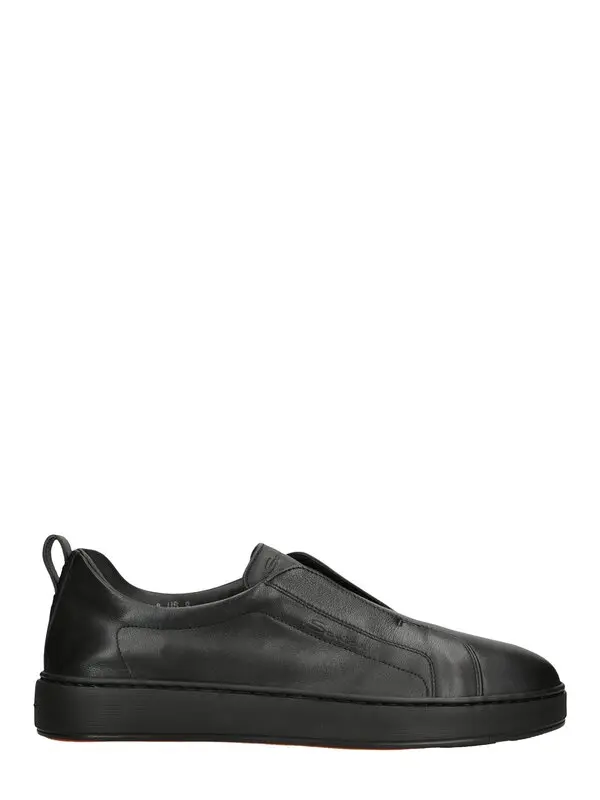 Santoni Leather Victory Sneakers - Black