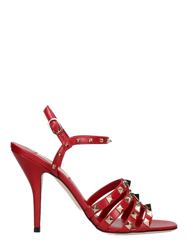 Valentino Garavani Studded Leather Stiletto Heeled Sandals - Red