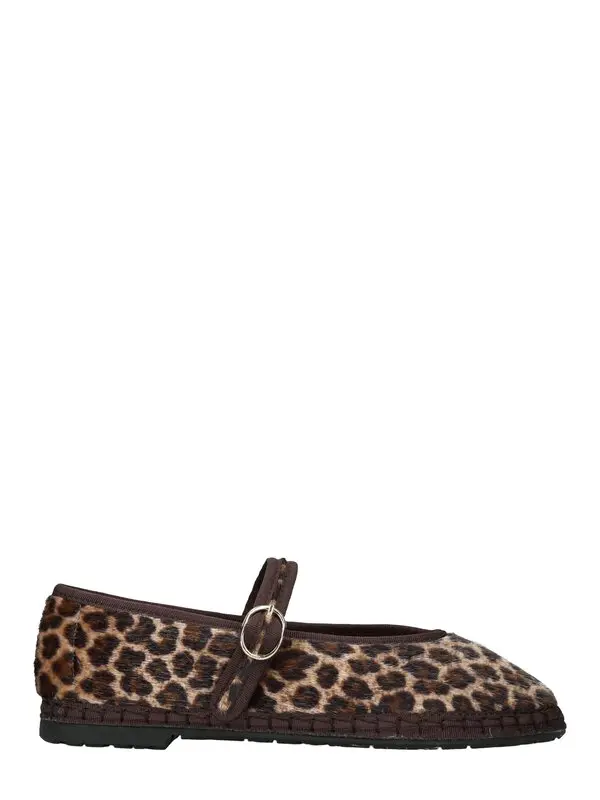 FLABELUS Leopard Print Mary Janes - Brown