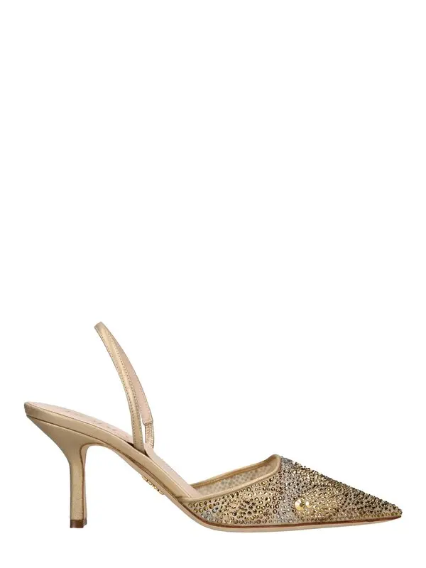 Rodo Rhinestone-embellished Assia Slingback Heels 75 - Gold