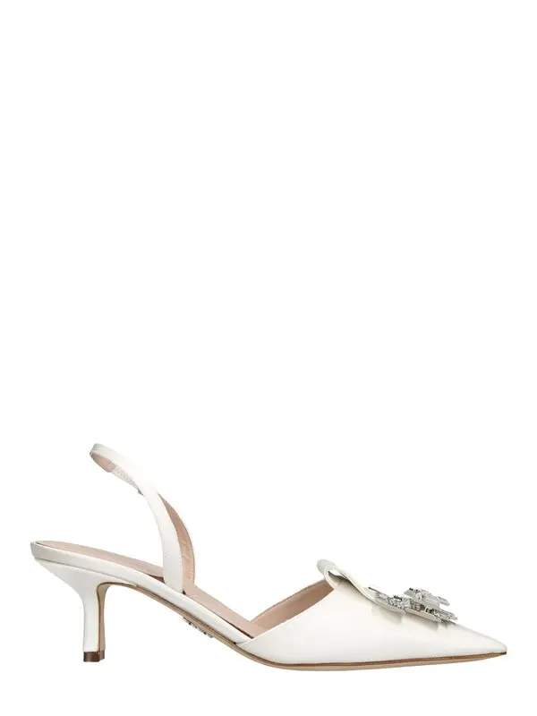Rodo Satin Dafne Slingback Heels 75 - White
