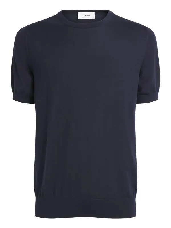 LARDINI Virgin Wool Knitted T-shirt - Navy