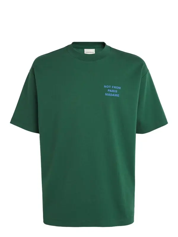 Drole De Monsieur Cotton Slogan T-shirt - Green