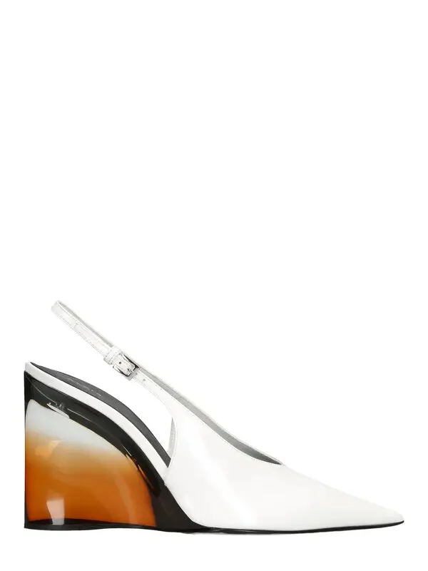 Alaïa Patent Leather Invisible Wedge Slingback Pumps - White